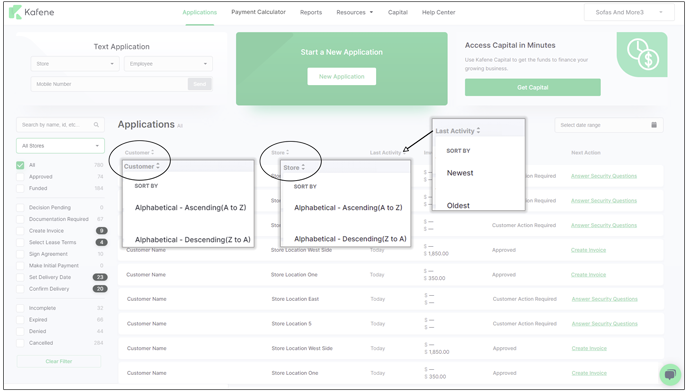 Using the Applications Page